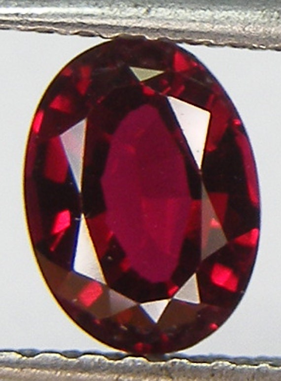 Loose Ruby Oval 8 x 6 mm. Pigeon Blood Red Ruby Lab Created