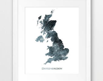 Great Britain Watercolor Map United Kingdom Art Print 522