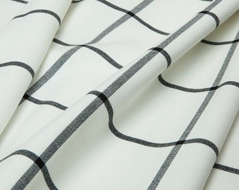 White plaid fabric | Etsy