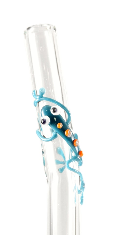 Glass Drinking Straw Gecko