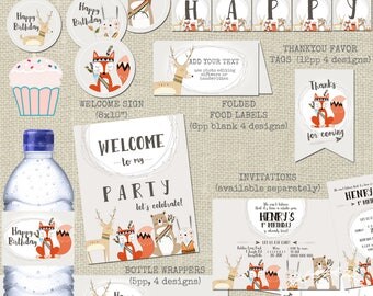 Fox party printables | Etsy