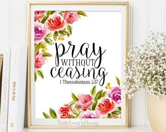 Christian wall art Bible verse art Pray without ceasing