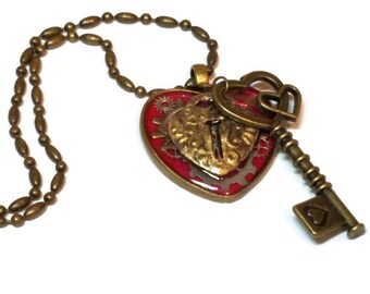 Heart locket and key | Etsy