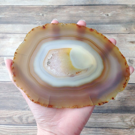 Extra Large Natural Agate Geode Slice Mineral by TheHollowGeode