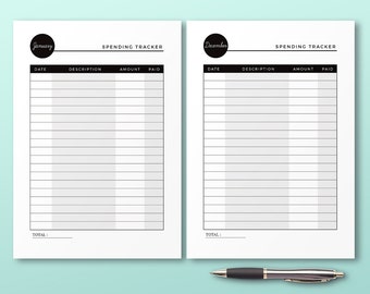 Monthly Bill Tracker Printable Planner Inserts A4 A5
