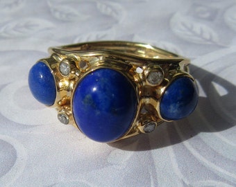 Lapis gold ring | Etsy