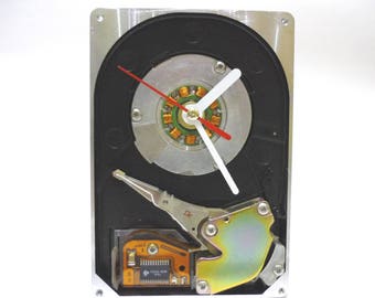 Desk clock from a recycled Computer hard drive HDD clock