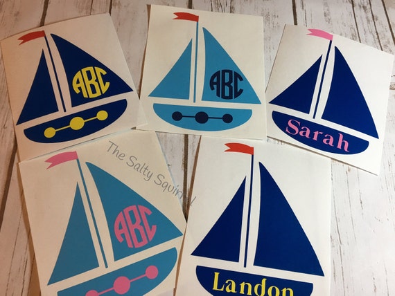 Sailboat Monogram Decal Custom monogram decal