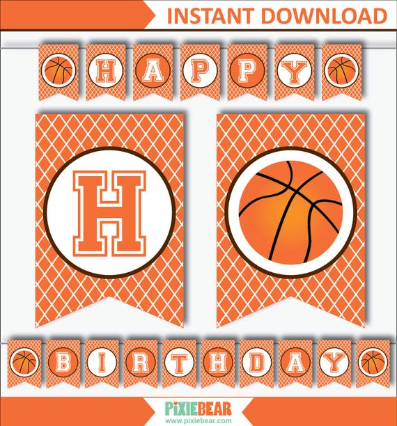 Downloadable Happy Birthday Banner Basketball Printable Printable 