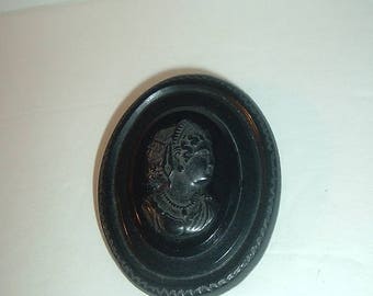 Black bakelite cameo | Etsy
