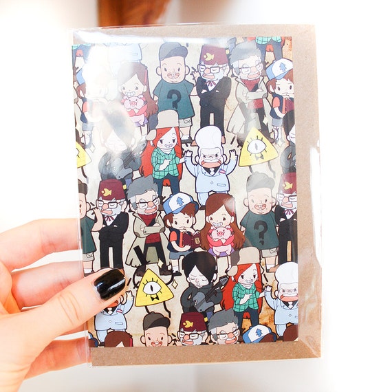 Gravity Falls inspired Greetings Card cute chibi