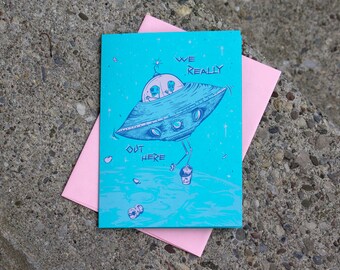 Alien card | Etsy
