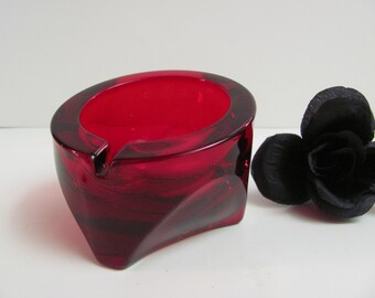 Red glass ashtray | Etsy