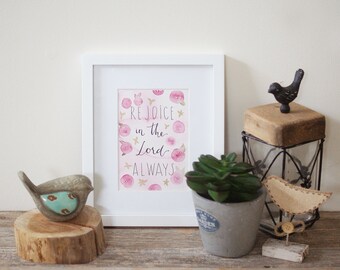 Items similar to Rejoice in the Lord Always - Bible Print / Scripture ...