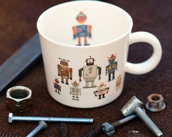 Robot mug | Etsy
