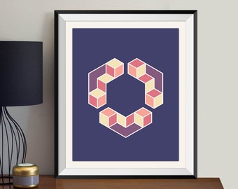 Hexagon artwork | Etsy