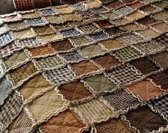 Primitive rag quilt | Etsy