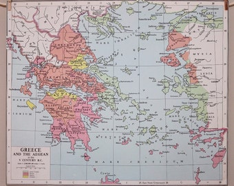 Old map of greece | Etsy
