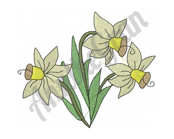 Daffodil Embroidery Design Flowers Machine Embroidery