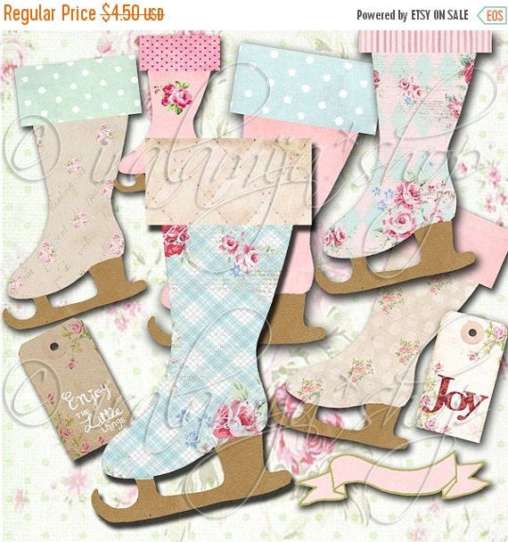 SALE ICE SKATES collage Digital Images printable download