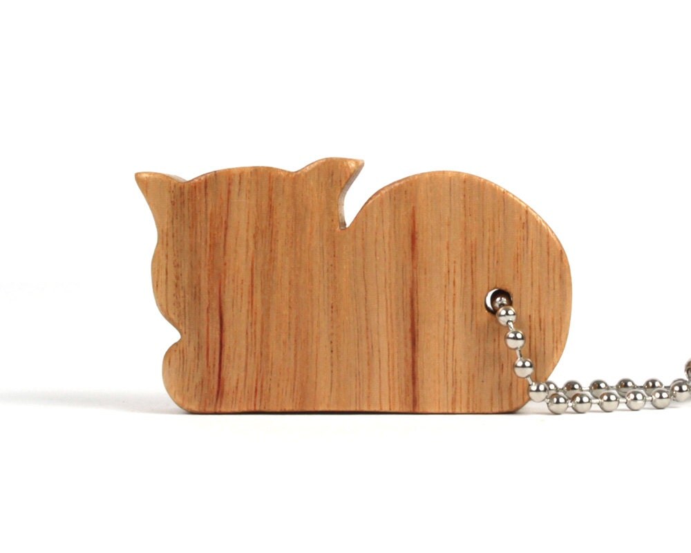 Cat Key Chain Kitten Key Chain Wood Scroll Saw Outline Animal
