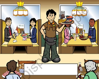 Diner cartoon | Etsy