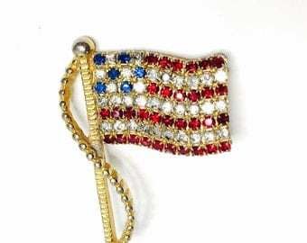 Rhinestone flag pin | Etsy