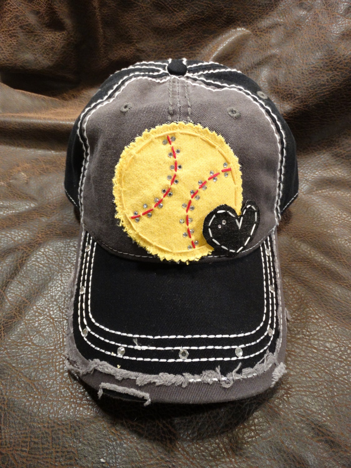 SOFTBALL love distressed baseball hat