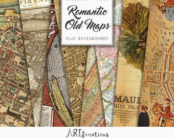 Vintage maps 8.5x11 digital paper VINTAGE MAPS