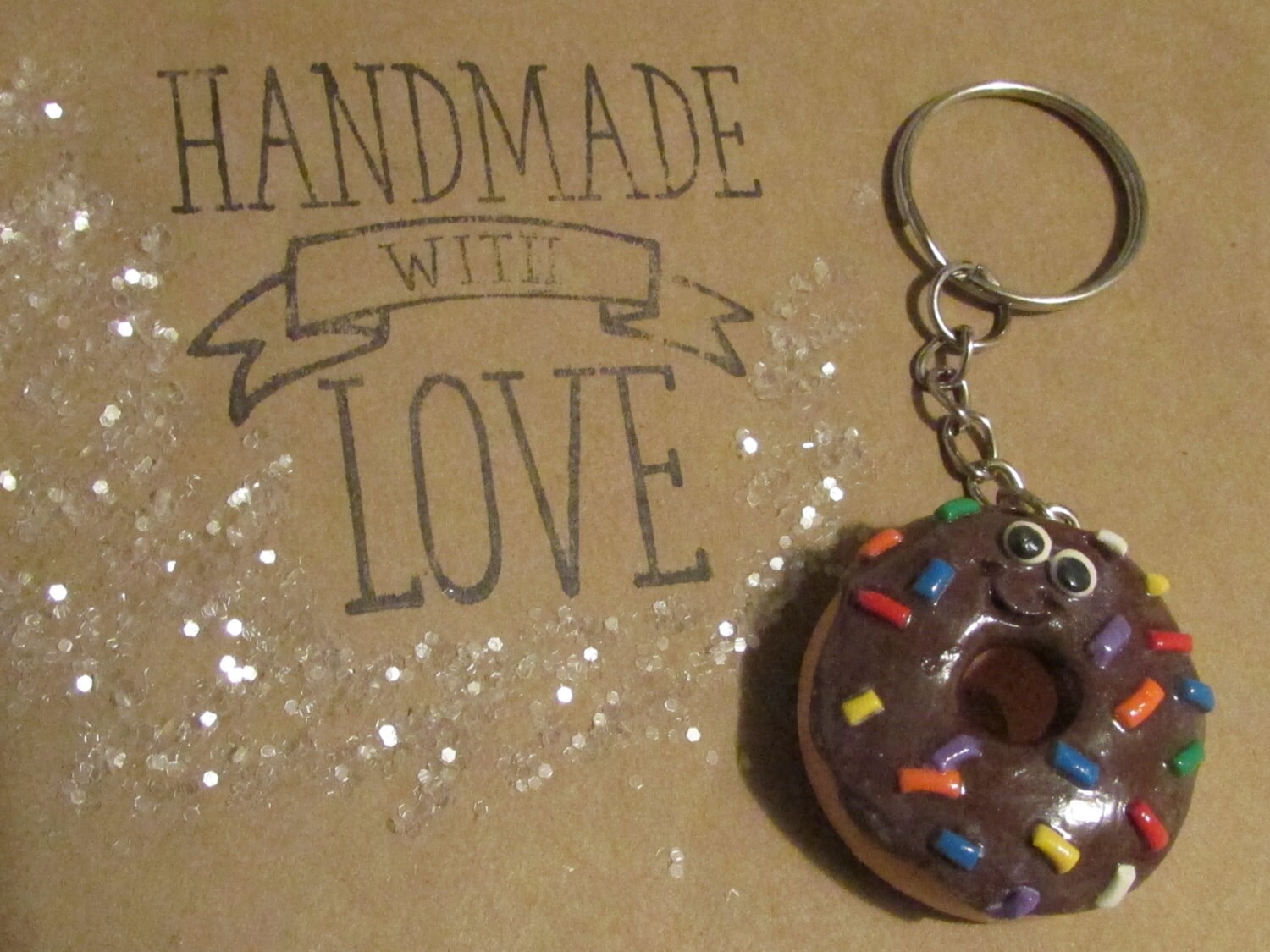 Donut Keychain Donut Key Ring Donut Bookbag Charm Donut