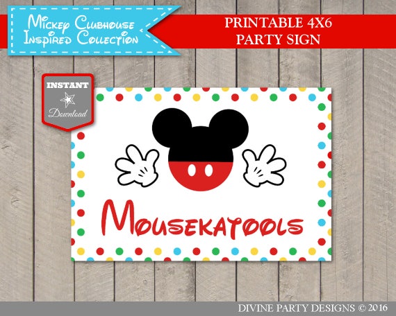 INSTANT DOWNLOAD Printable Mouse Clubhouse 4x6 Mousekatools Sign ...