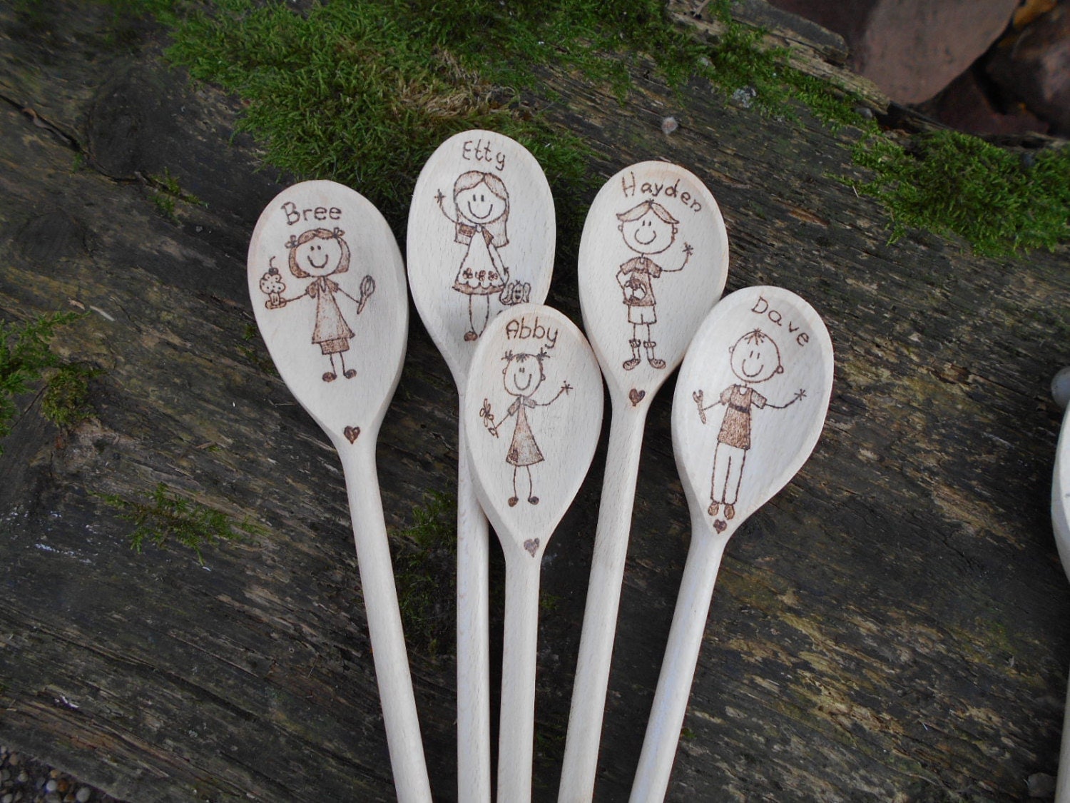 Personalized wooden spoon hand engraved burning wood gift for