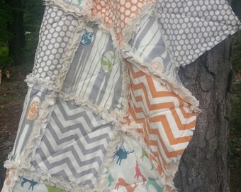 Chevron rag quilt | Etsy