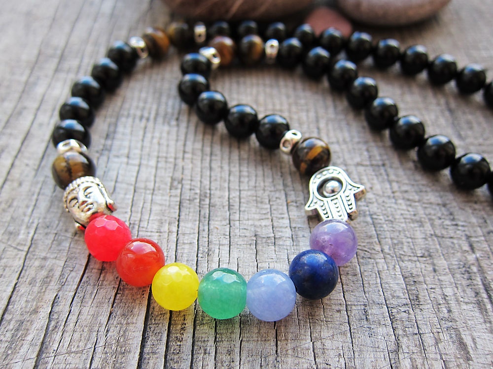 7 chakra necklace meditation necklace Yoga necklace Chakra