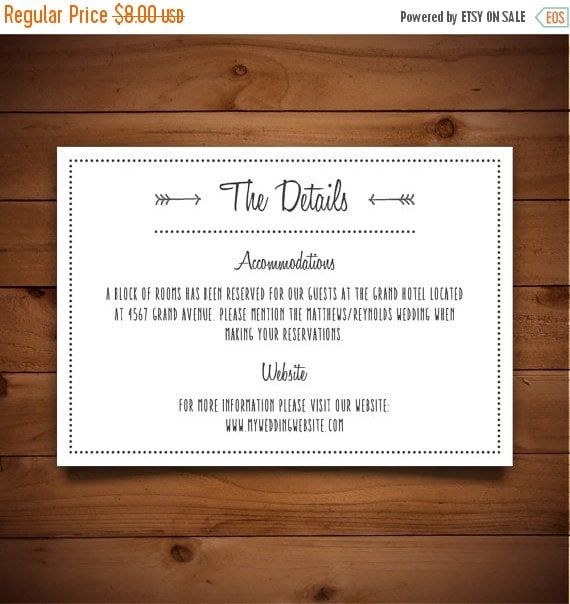 Printable Info Card Info Card Template DIY by birDIYdesign
