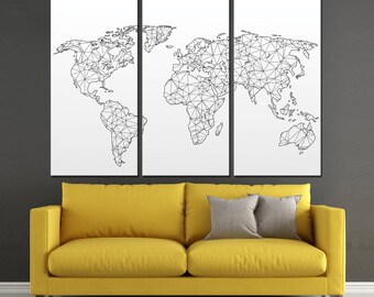 3 panel world map | Etsy