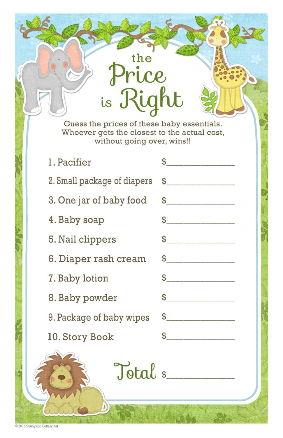 The Price Is Right Baby Shower Game Safari jungle Themed The The Price Is Right Baby Shower Game Safari jungle Themed The