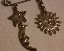 Unique silver moon brooch related items | Etsy