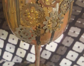 Steampunk wine glass | Etsy