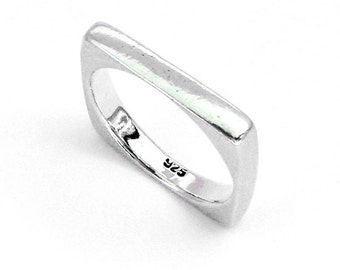 Open square ring sterling silver geometric ring dainty