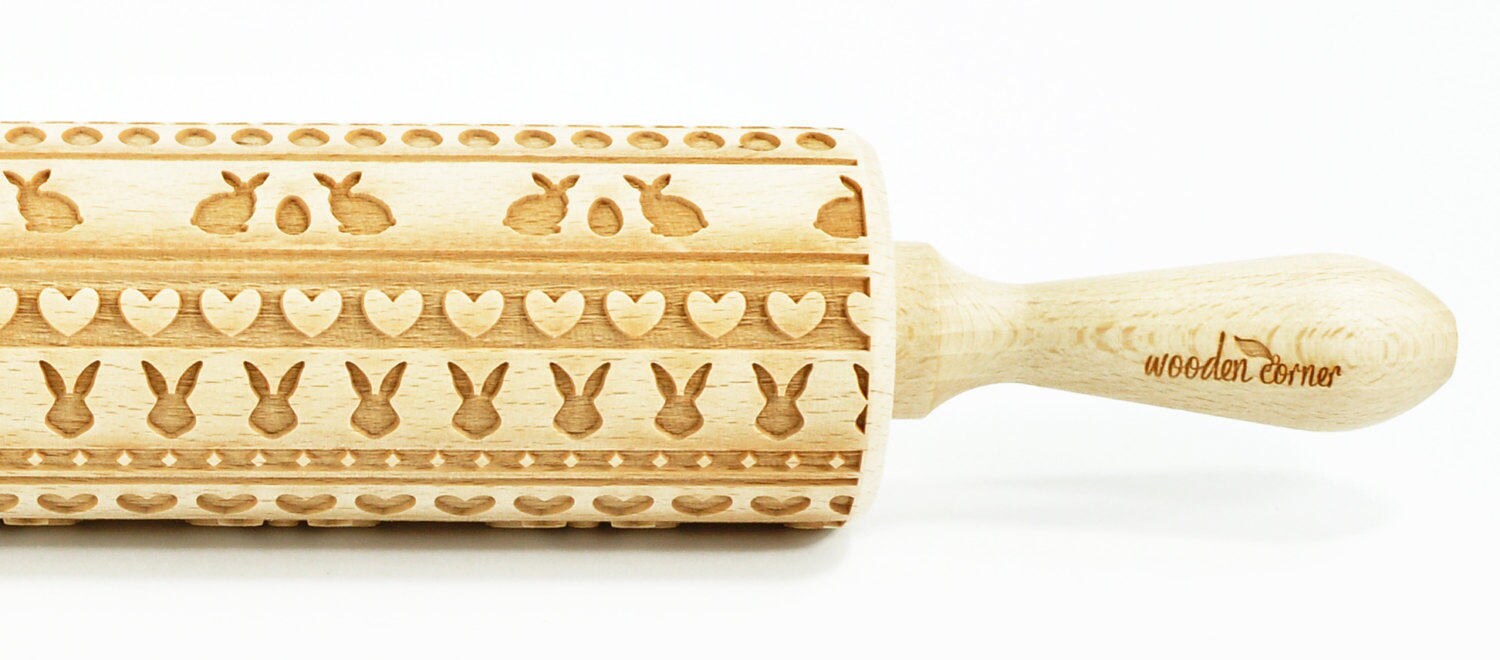 Cute bunnies - Big size Rolling Pin, Engraved Rolling Pin, Rolling Pin ...