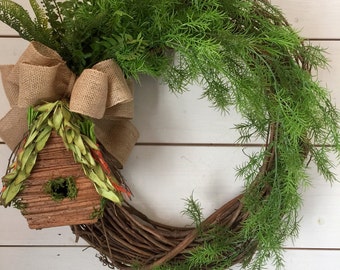 Birdhouse wreath | Etsy