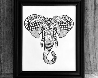 Zentangle elephant | Etsy