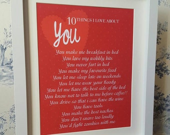 10 things i love you | Etsy