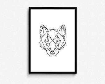 Minimalist wolf | Etsy