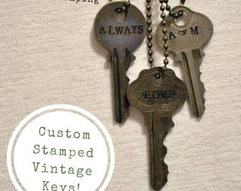 Vintage key necklace | Etsy