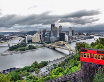 The Monongahela Incline climbs Mt. Washington on a snowy