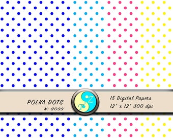 Digital Polka Dot Backgrounds Digital Scrapbook Papers in