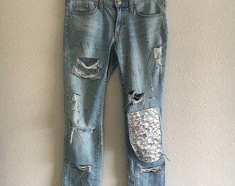 Rhinestone jeans | Etsy