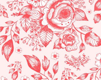 Pink toile fabric | Etsy